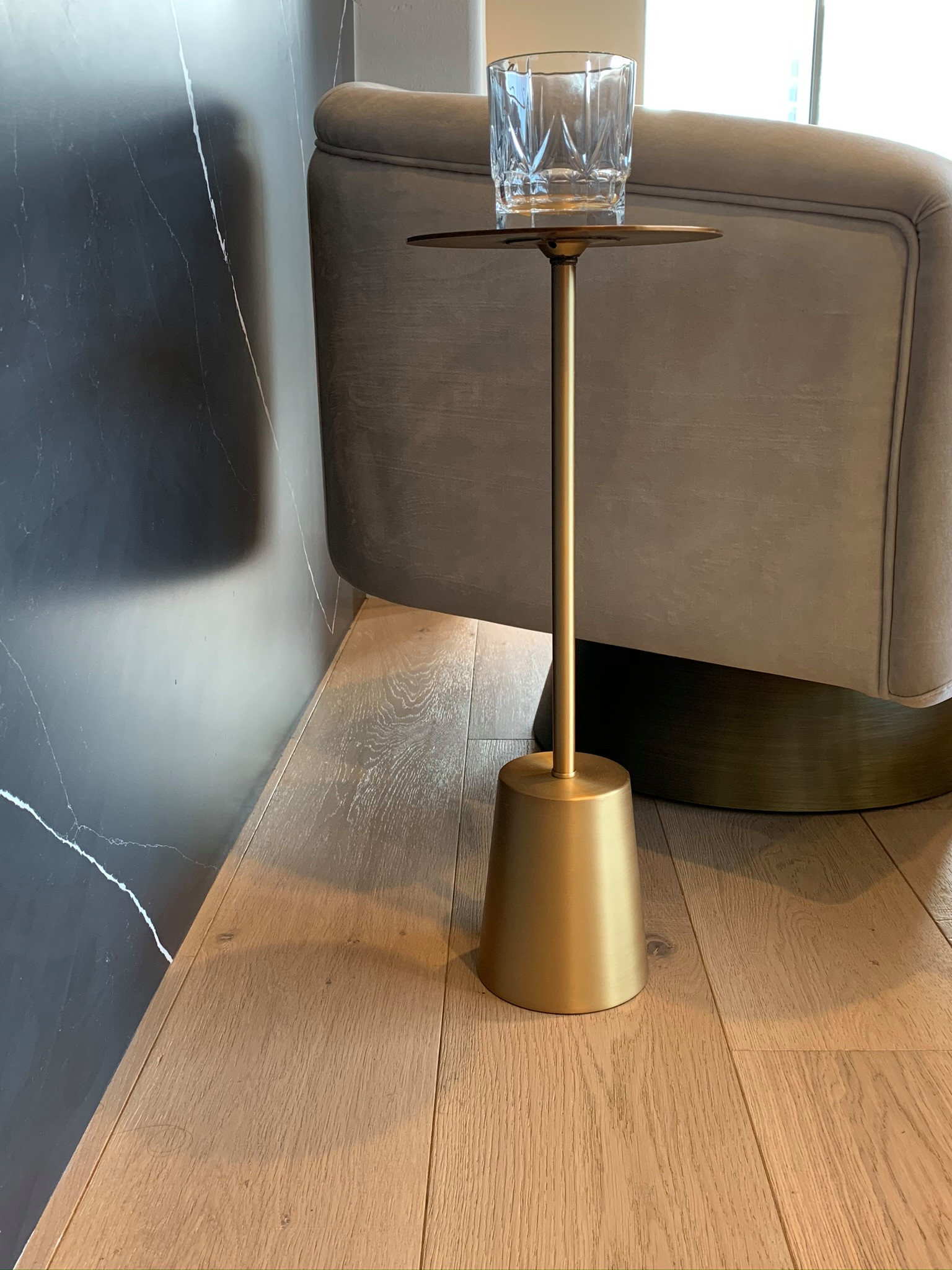 Pangea Home Monty Dome Base Modern Brushed Metal Side Table in Gold ...