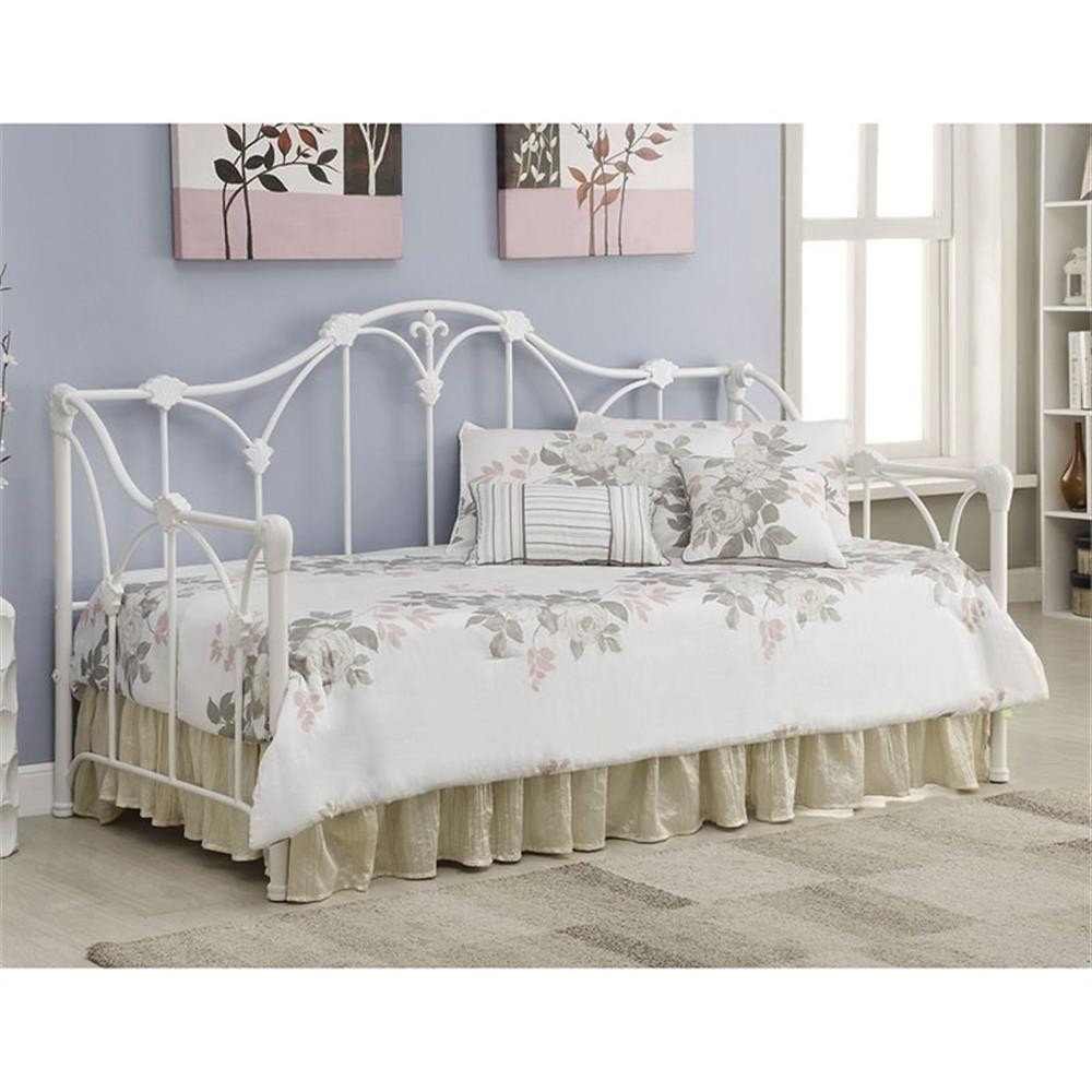 Coaster Halladay Traditional Twin Metal Daybed with Floral Frame in ...
