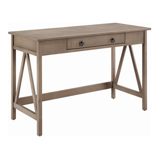 Linon Titian Pine Wood Classic One Drawer Desk in Rich Tobacco Brown ...