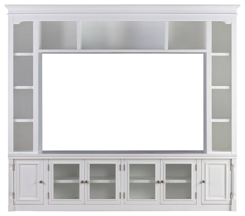TOV Furniture Virginia Entertainment Center for TVs up to 75" in White - Transitional ...
