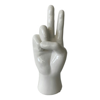 6"h Peace Sign Table Deco, White - Contemporary - Decorative Objects ...