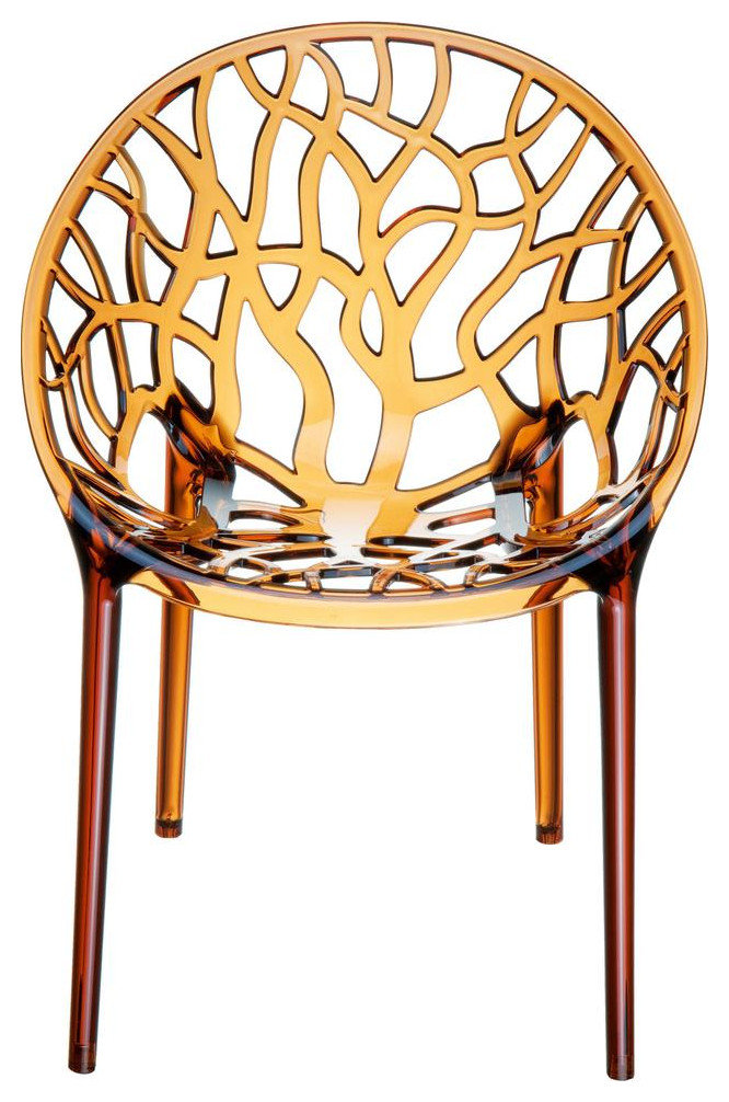 Crystal Polycarbonate Modern Dining Chair Transparent Amber - Modern ...