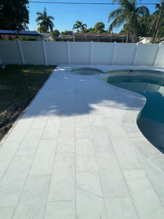 HELP!! Mystery stains on new marble pool deck