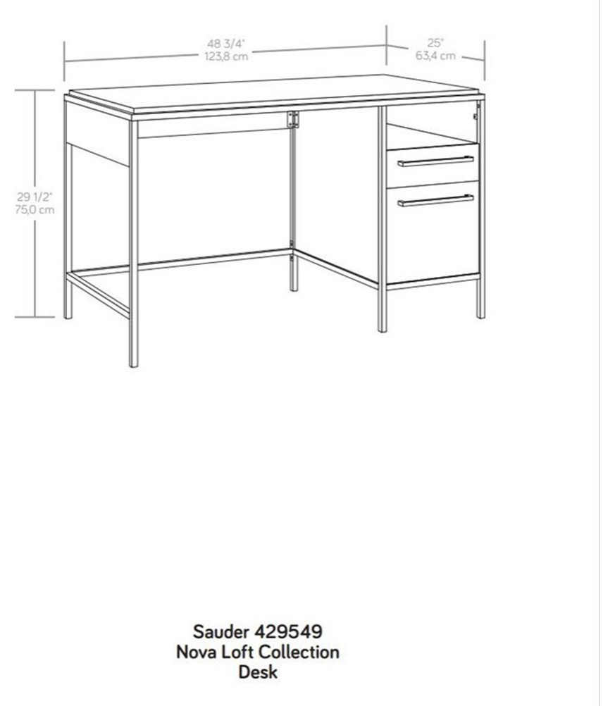 Pemberly Row Engineered Wood Single Pedestal Desk in Grand Walnut - Industrial - Desks And ...