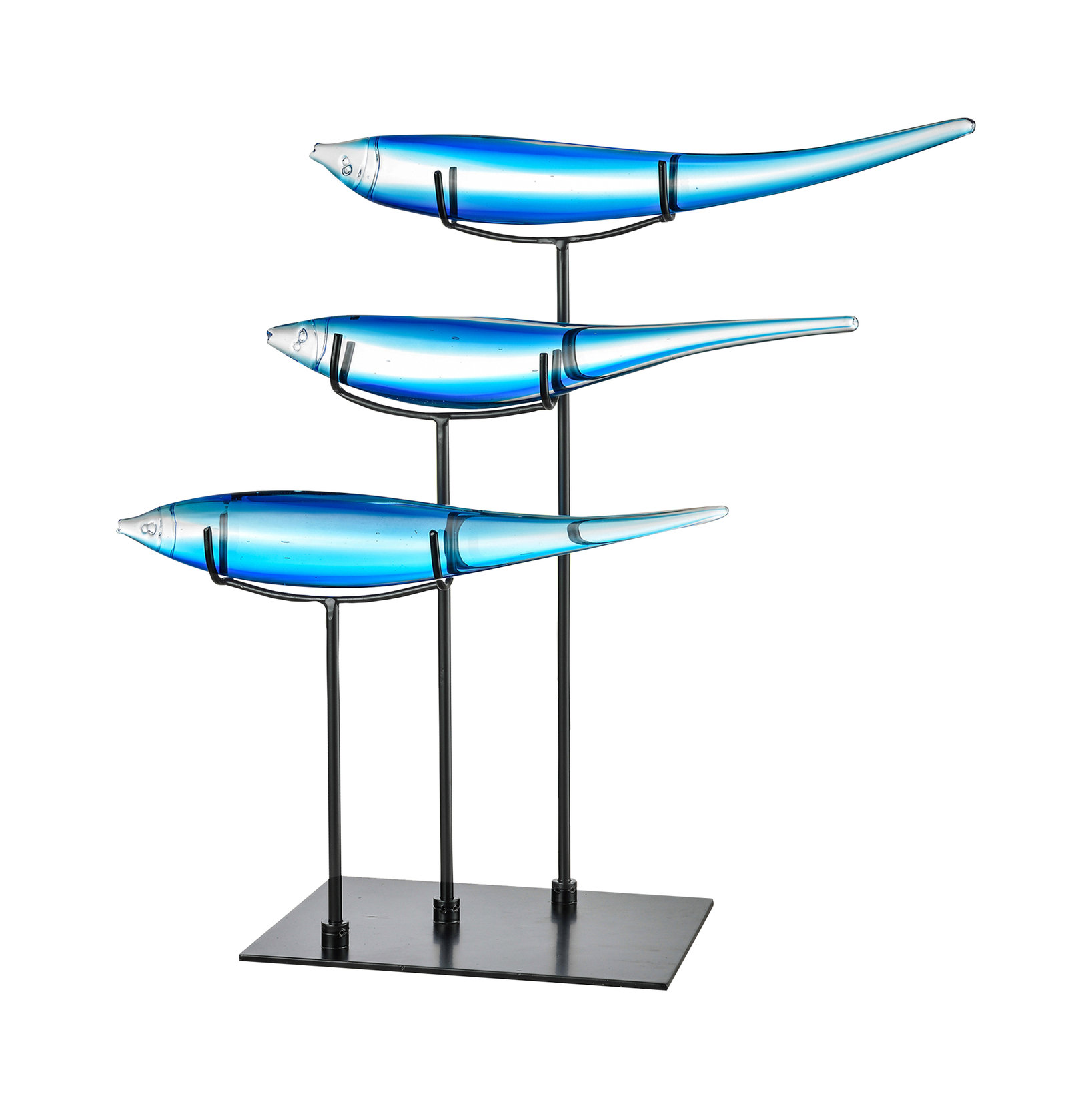 3 Blue Fish Figurine, 19 - Beach Style - Decorative Objects And ...