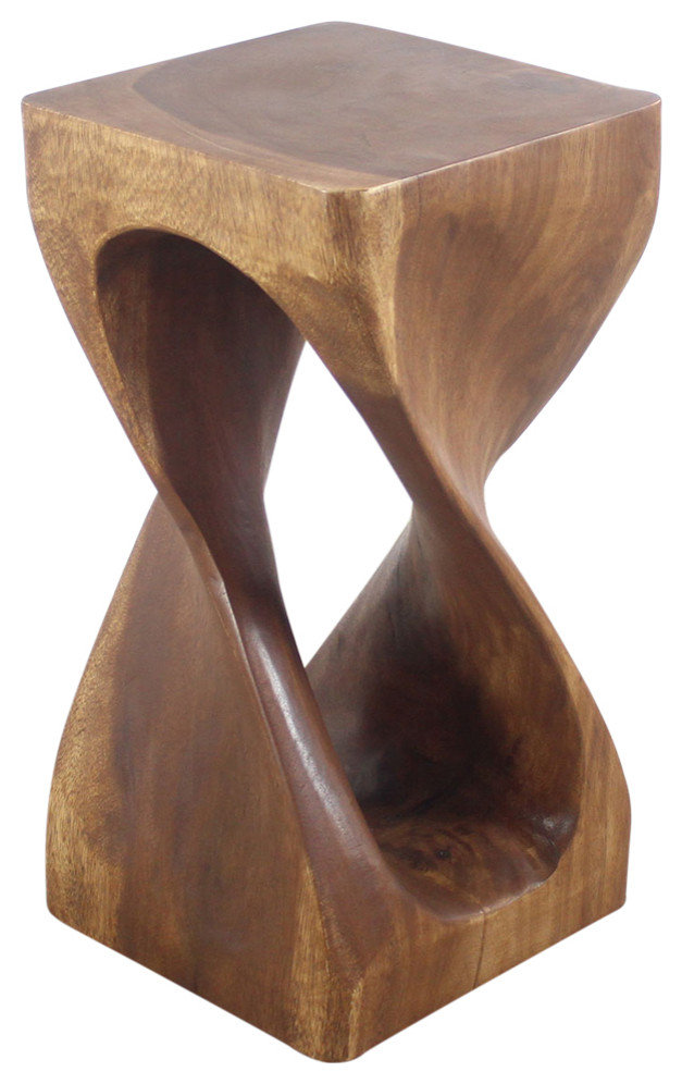 Haussmann Single Twist Vine Stool Stand 12 in SQ x 23 in H Walnut Oil ...