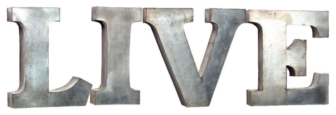 Large Decorative Tin Word - LIVE, 1.25" D x 7" H - Contemporary - Wall ...