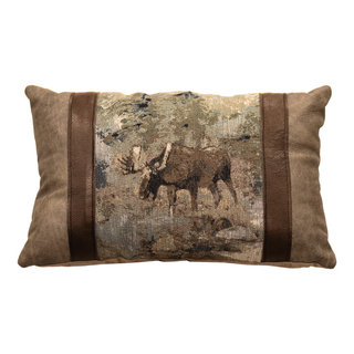 Fabric/Leather Pillow 12x18-Fabric Back, 12" x 18" - Rustic ...