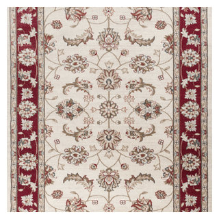 8' x 10' Ivory or Red Floral Vine Bordered Indoor Area Rug ...