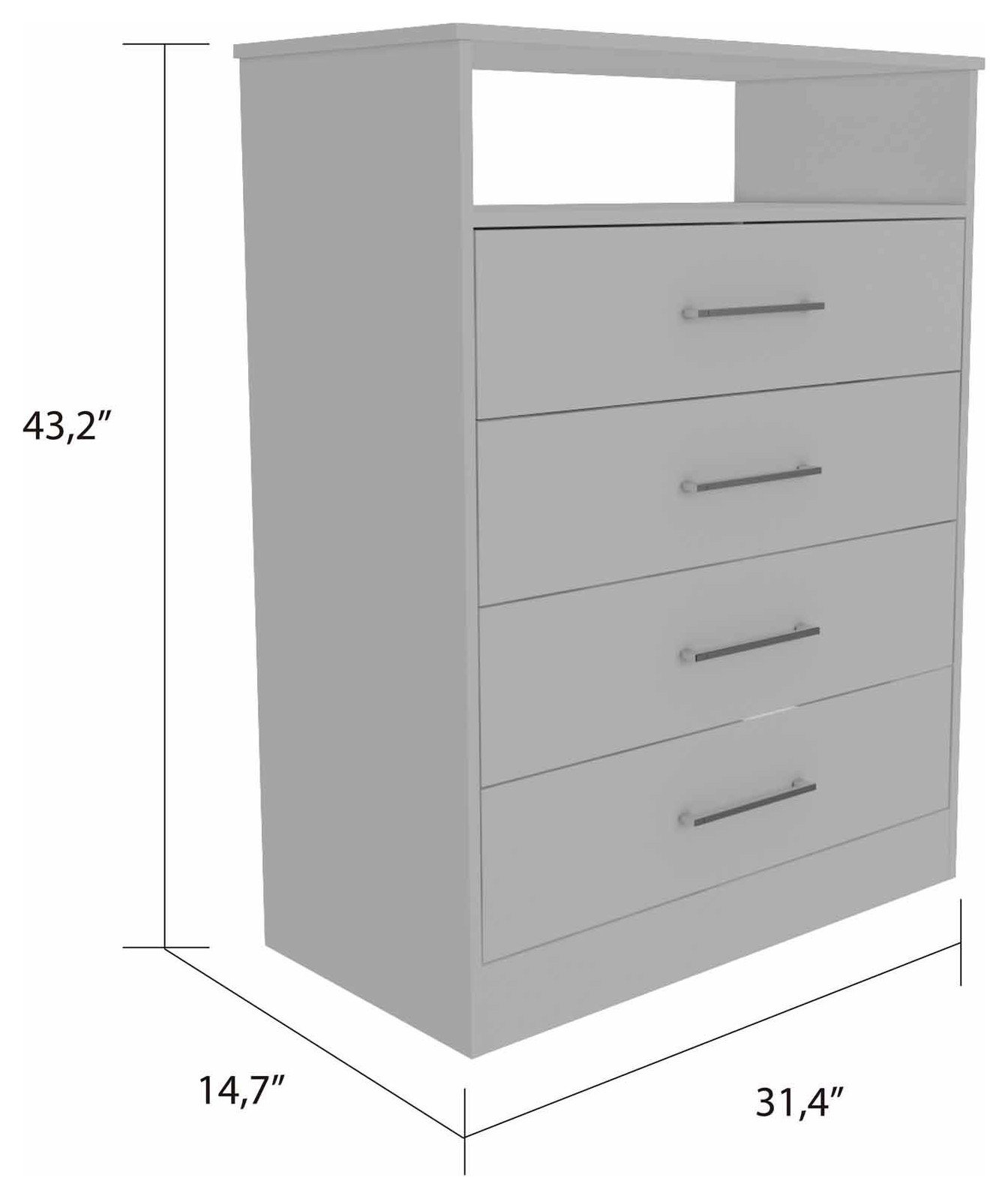 Modern White Four Drawer Dresser With Hutch - Transitional - Dressers ...