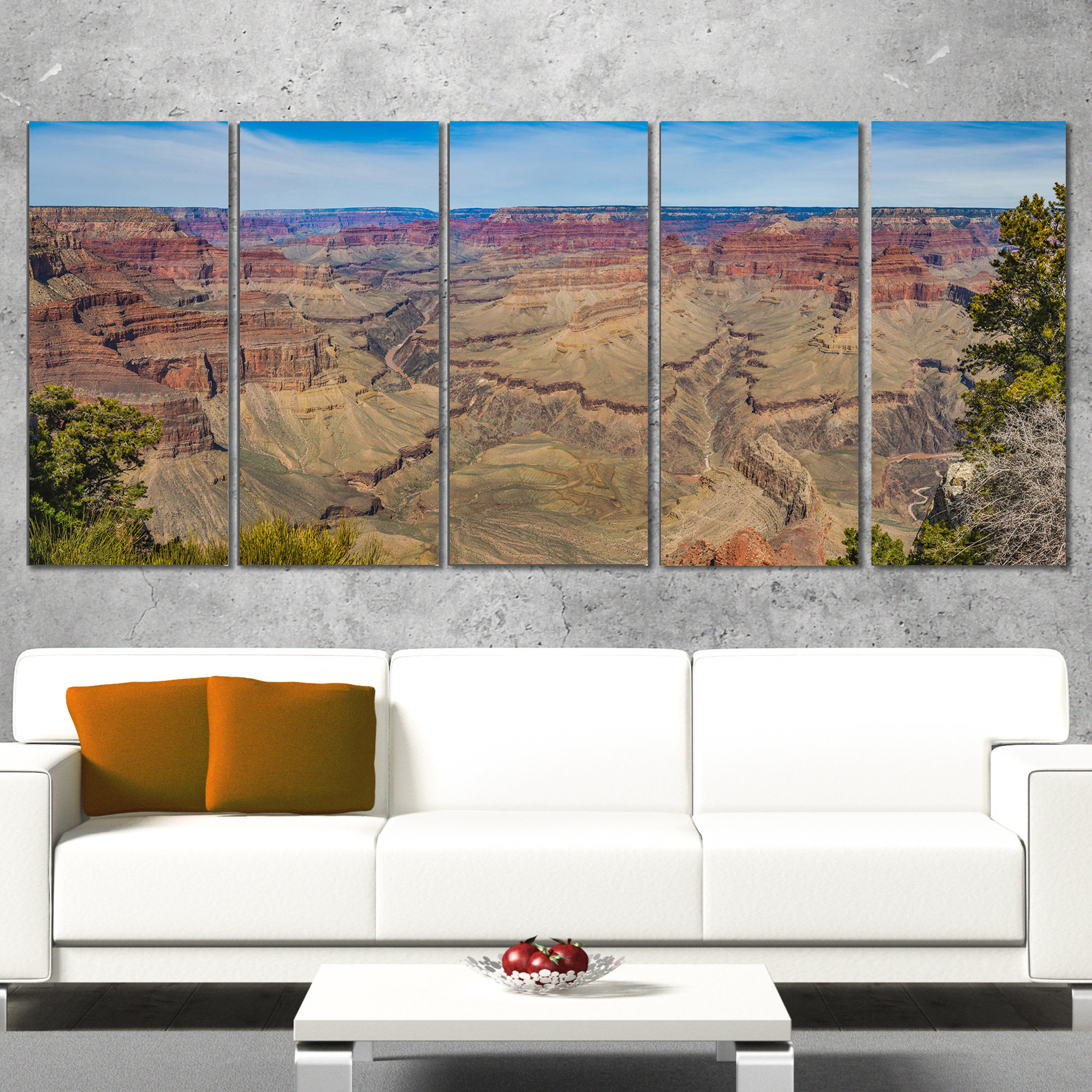 "Grand Canyon National Park" Landscape Artwork Canvas, 60"x28" 5 Panels ...