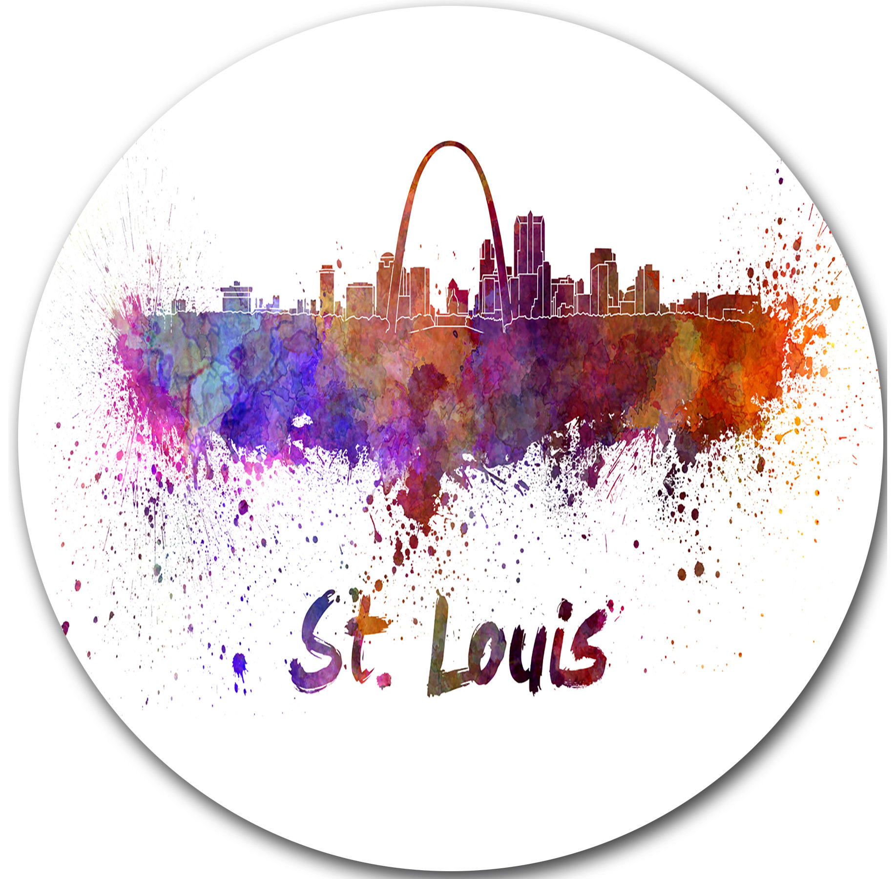 St Louis Skyline, Cityscape Disc Metal Artwork, Disc of 23 inch ...