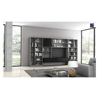 Bespoke Library area living room TV section dark supplied by Inspired ...