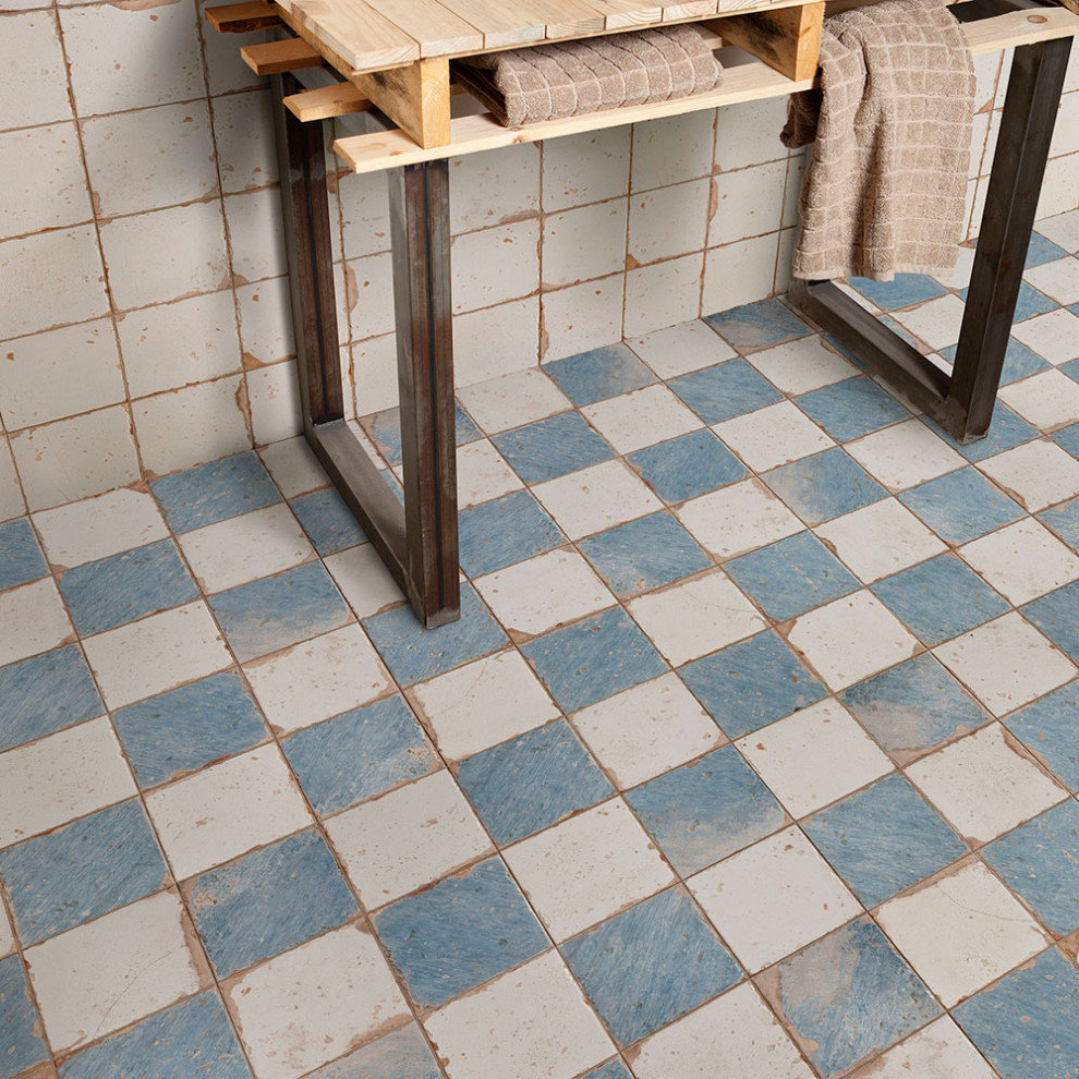 Artisan Ceramic Floor and Wall Tile, Damero Azul, Sample - Farmhouse ...