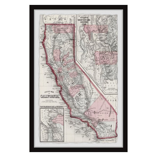 "Vintage Map of California" Framed Painting Print, 12"x18 ...