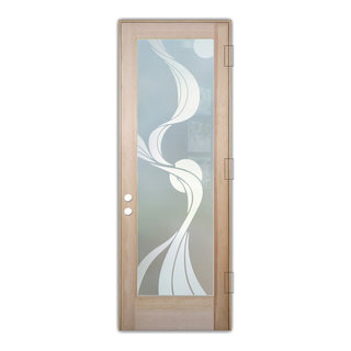 Front Doors - Ribbon Reflection Moons Frosted Glass Design - 30" x 80 ...