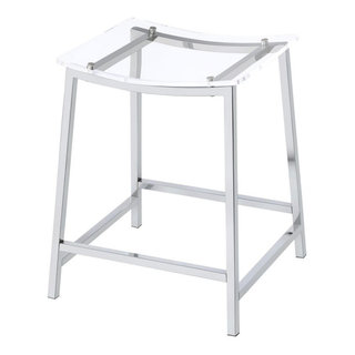 Stylish Clear Acrylic Backless Counter Height Bar Stools in Chrome ...