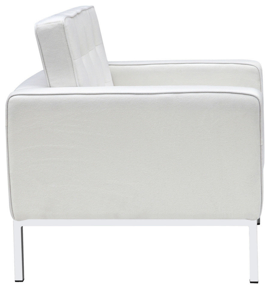 Modern Classics Button Arm Chair in Wool, White, 31"H x 33.5"W x 31"D ...