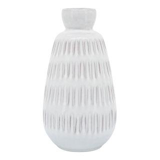 Ceramic 8"H Dimpled Vase, White, 4x4x8" - Transitional - Vases - by ...