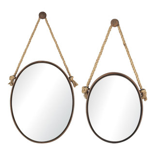Sterling 53-8503 Oval Mirrors on Rope, Set of 2 - Beach Style - Wall ...