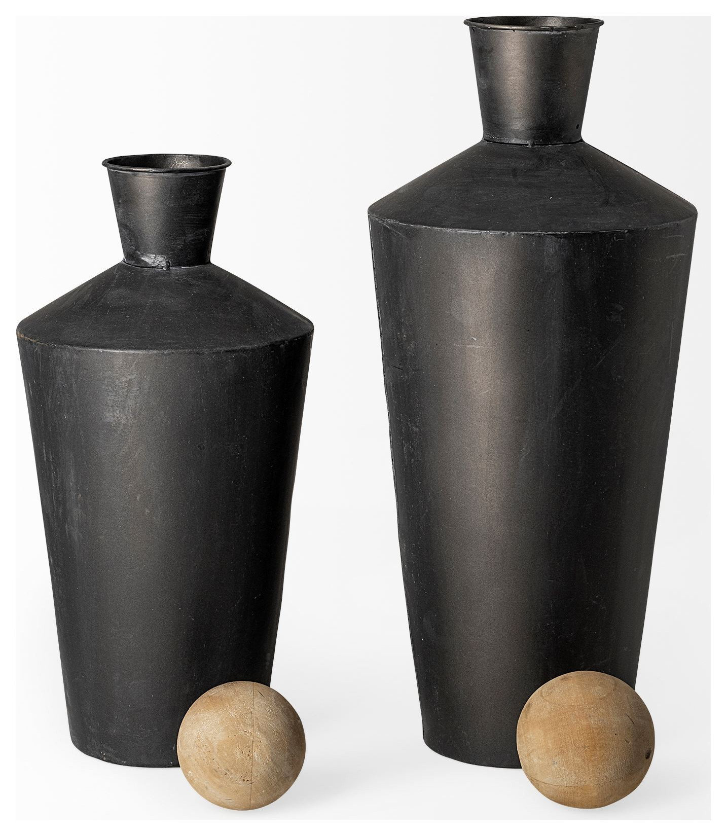 2-Piece Black and Brown Metal Cylindrical Urn Set - Modern - Vases - by ...