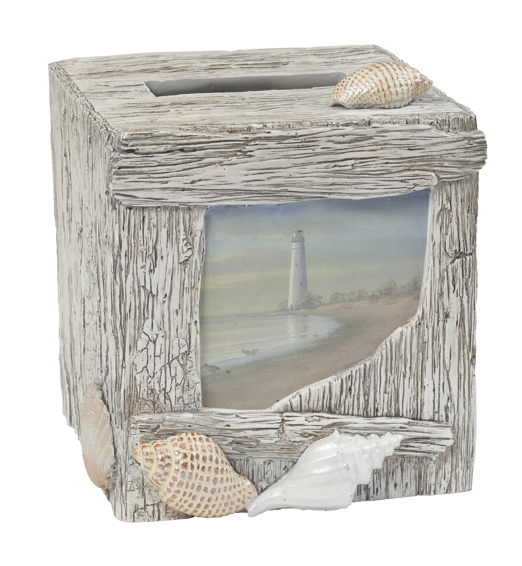 At the Beach Tissue Box Cover, 7 1/2 X 7 1/2 X 7 1/2 - Beach Style ...