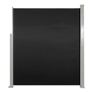 vidaXL Retractable Side Awning 63"x196.9" Black Outdoor Sun Shade Wind ...