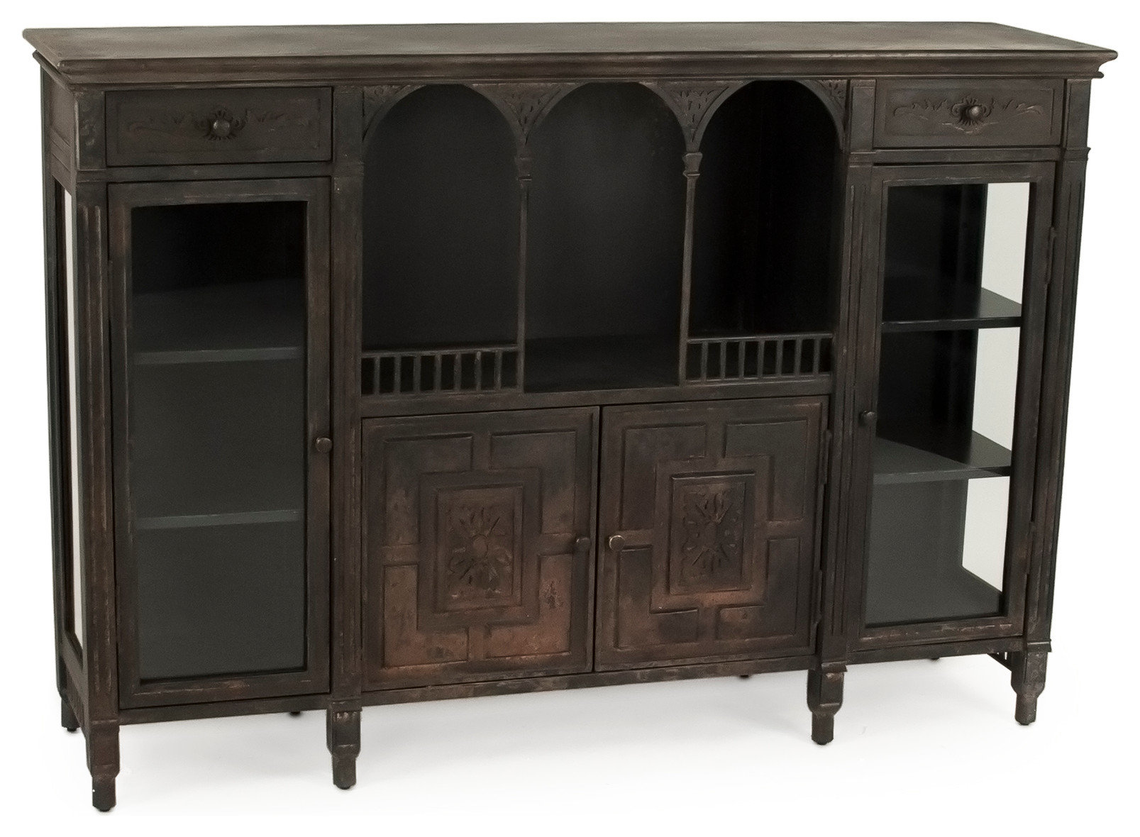 Esme Metal Buffet, Distressed Black/Bronze - Traditional - China ...