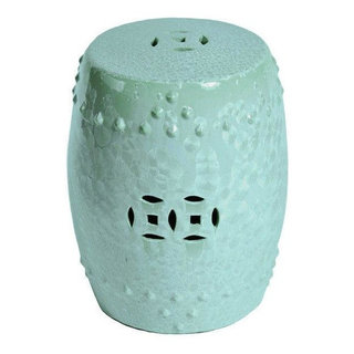 Celadon Seashell Crackle Style Porcelain Garden Stool, 18 ...