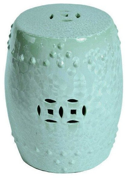 Celadon Seashell Crackle Style Porcelain Garden Stool, 18 ...