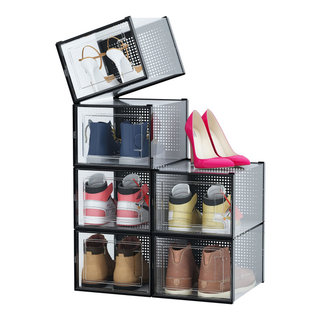 Yescom 6 Pack High Heel Shoe Storage Box Stackable Container Foldable ...