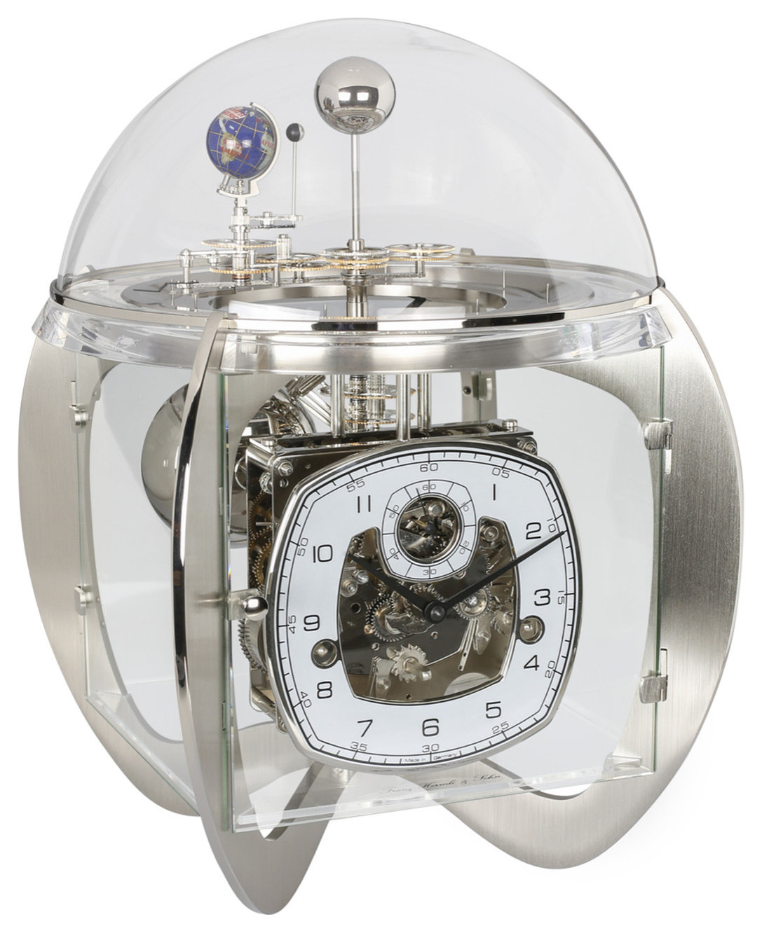 Astro Nickel Key Wound Tellurium Table Clock - Traditional - Desk And ...