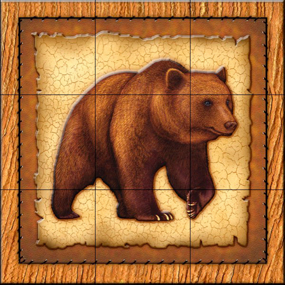 Tile Mural, Lodge Grizzly Bear 1 by Dan Morris, 18" x 18" (9 Tiles ...
