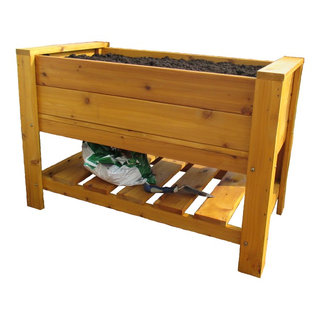 Elevated Planter Box with Shelf - Transitional - Outdoor Pots And ...