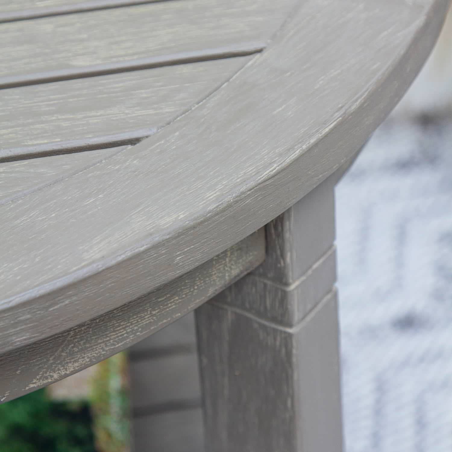 Weathered Teak Patio Table with Storage Shelf and 24-Inch Round Top ...