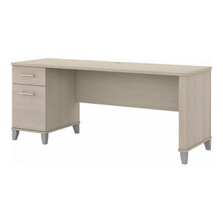 Transitional Desk, Large Design With Wire Management & 2 Drawers ...
