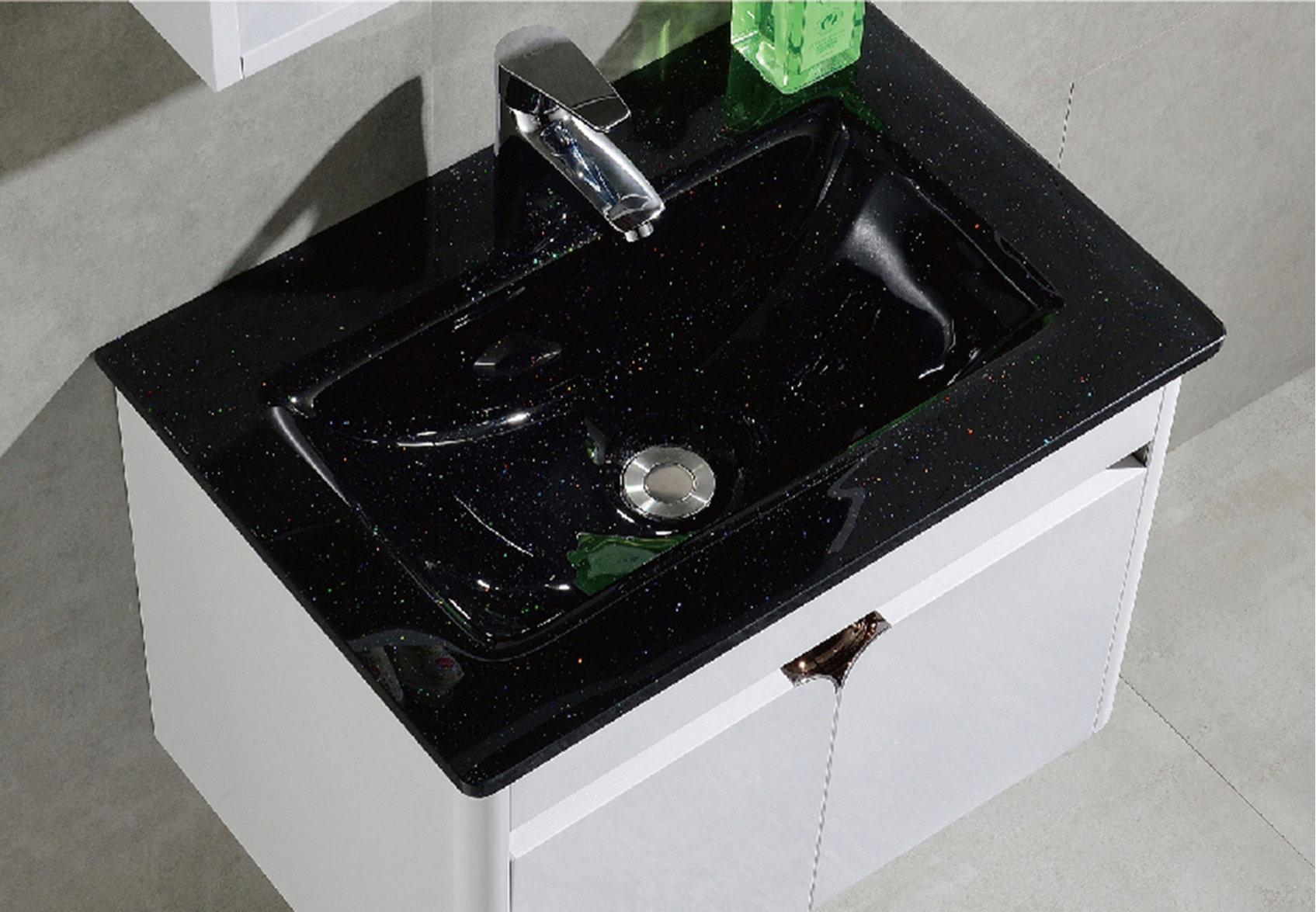 Luxurious Stainless Steel Vanity Base Combo with Glass Sink Insert ...