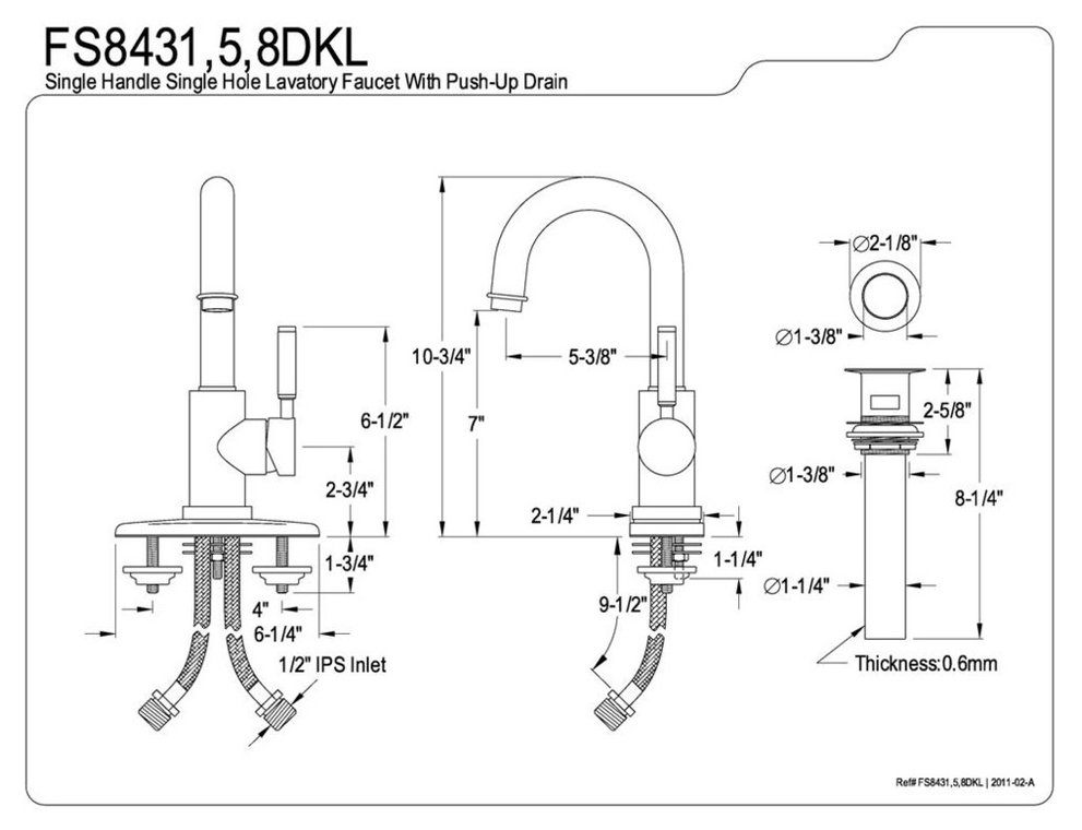 Single Handle 4" Centerset Lavatory Faucet, Push Pop-up, Optional Deck ...