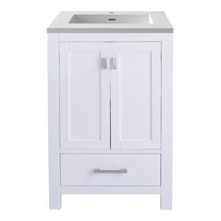Wilson 24" White Bathroom Vanity With Matte VIVA Stone Solid Surface ...