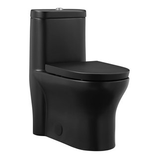 Monaco One-Piece Elongated Toilet Dual-Flush, Matte Black 1.1/1.6 gpf ...