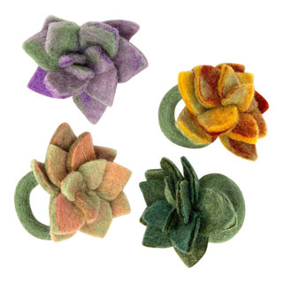Felt Succulent Napkin Rings, Set of 4 - Modern - Napkin Rings - by ...