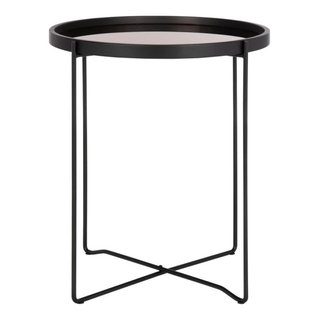 Ruby Small Round Tray Top Accent Table, Black/Rose Gold - Transitional ...