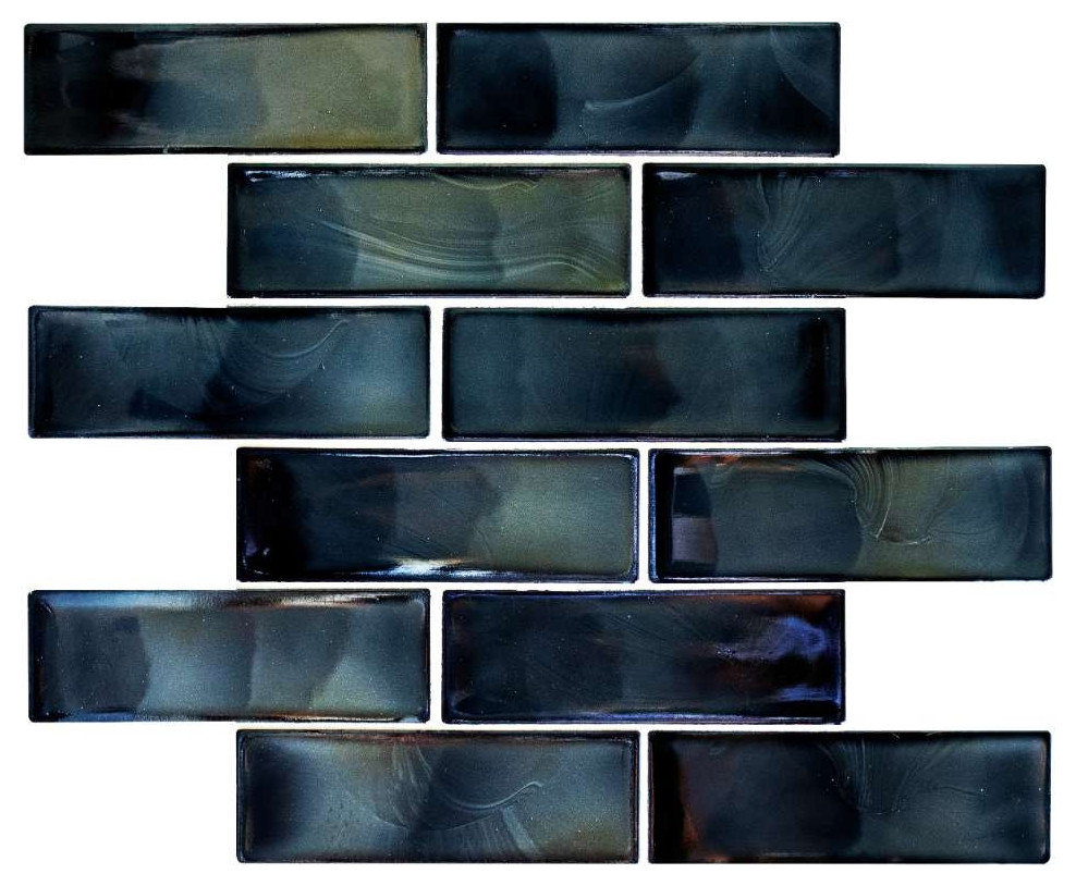 Carbonita 2x6 Glossy Glass Subway Tile - Contemporary - Wall And Floor ...