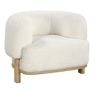 Lawler Upholstered Barrel Back Accent Chair Ivory, 36" - Contemporary ...