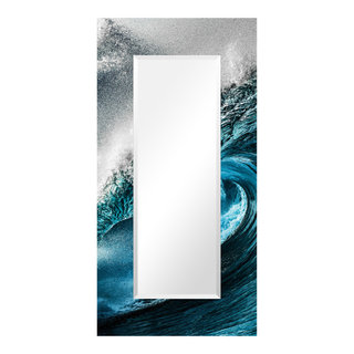 "Sapphire Sea" Mirror With Printed Tempered Art Glass, 72" X 36 ...