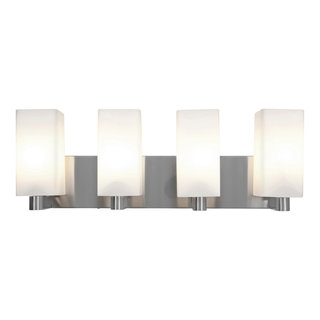 Archi 24" Dimmable LED Wall & Vanity, Brushed Steel Finish, Opal Glass ...