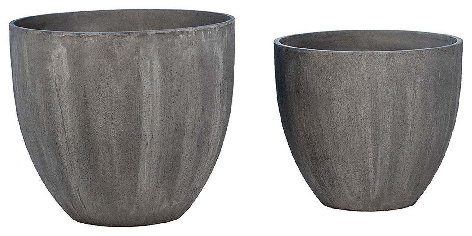 Charcoal Composite Planter Pot Medium - Transitional - Outdoor Pots And ...