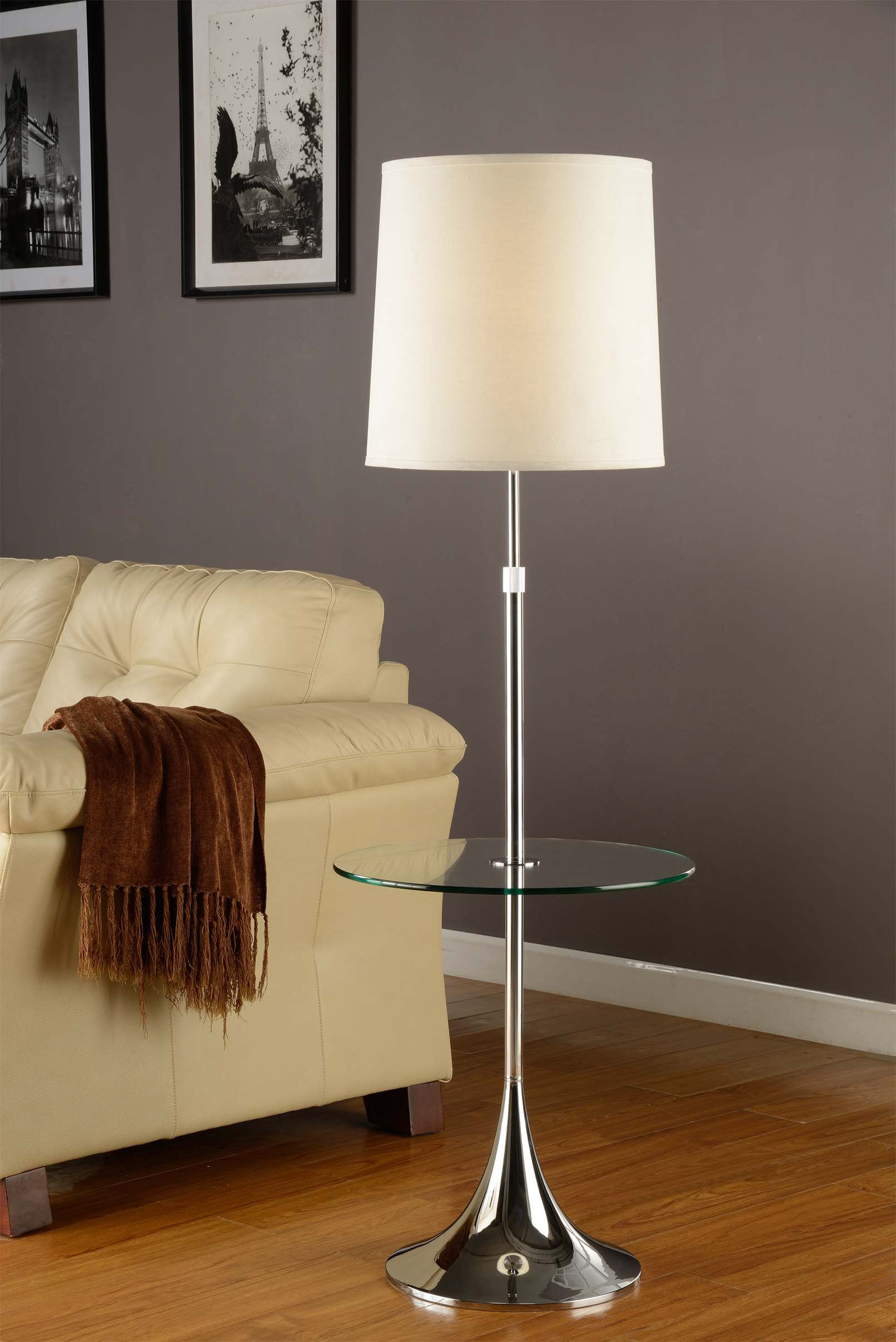 Enzo Modern Adjustable 52" to 65" Chrome Floor Lamp With Tempered Glass ...