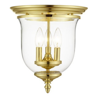 Livex 5021-02 3-Light Polished Brass Ceiling Mount, Polished Brass ...