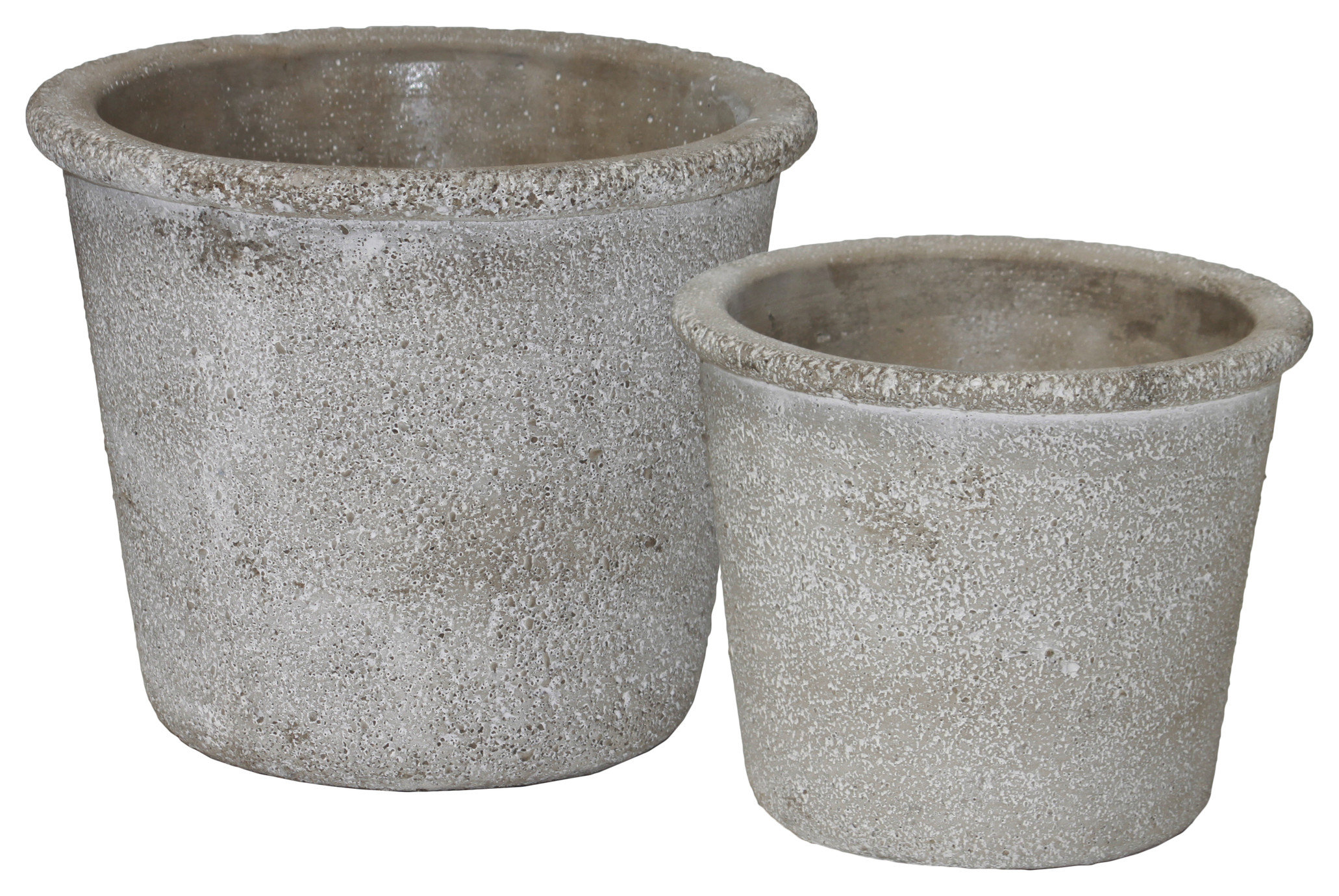 Round Cement Flower Pot with Rough Concrete Design, Set of 2, Gray ...